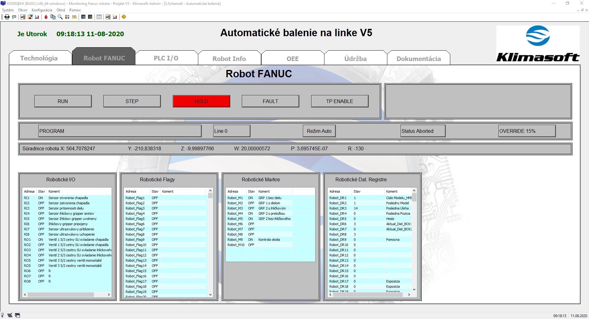 Monitoring of Fanuc Robots with application based on the D2000