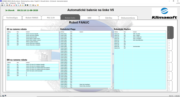 Monitoring of Fanuc Robots with application based on the D2000