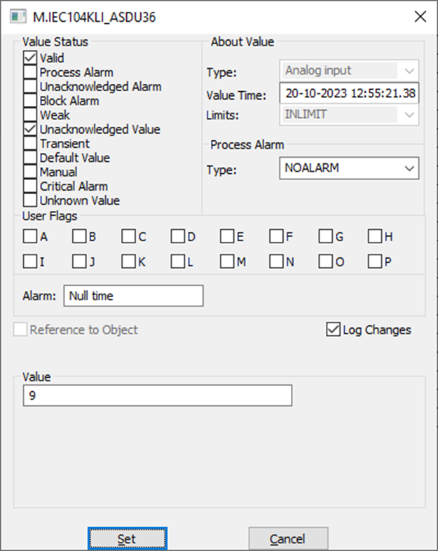 Description of Object value in D2000 SCADA system