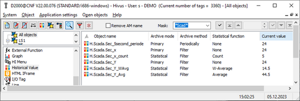 Description of the historical mode of D2000 Gateway.